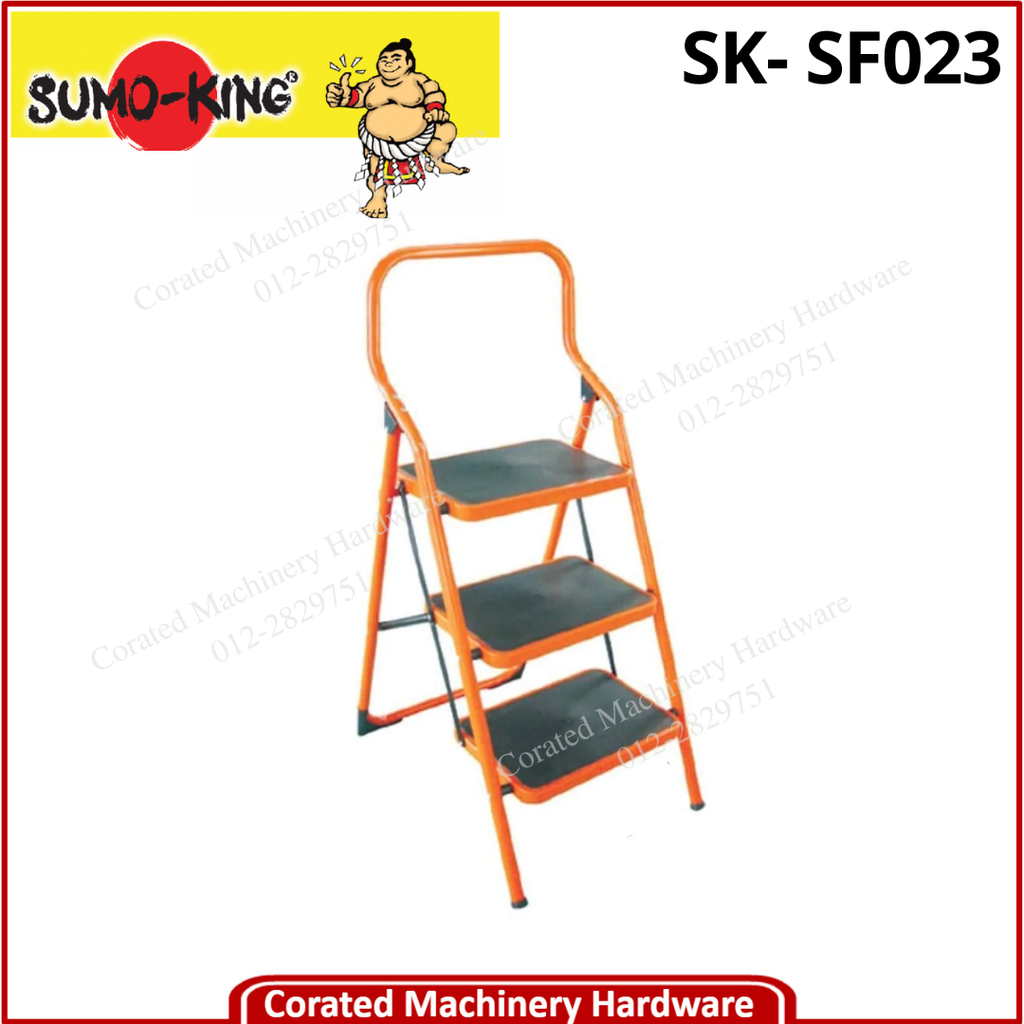 SUMO KING SF023 3 STEP ORANGE COLOUR STEEL LADDER | Corated Enterprise