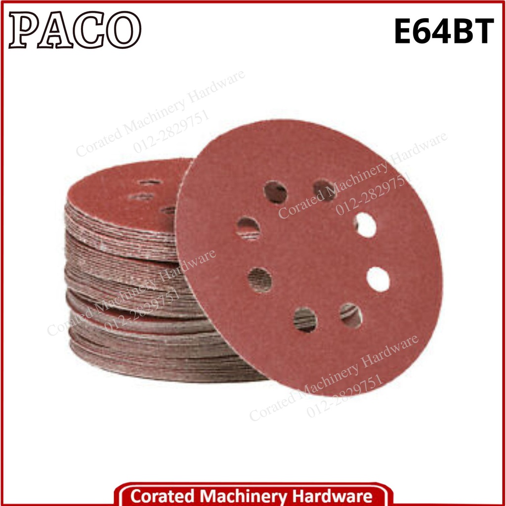 PACO E64BT VELCRO SANDING PAPER DISC 5"-8HOLE(1PC) | Corated Enterprise